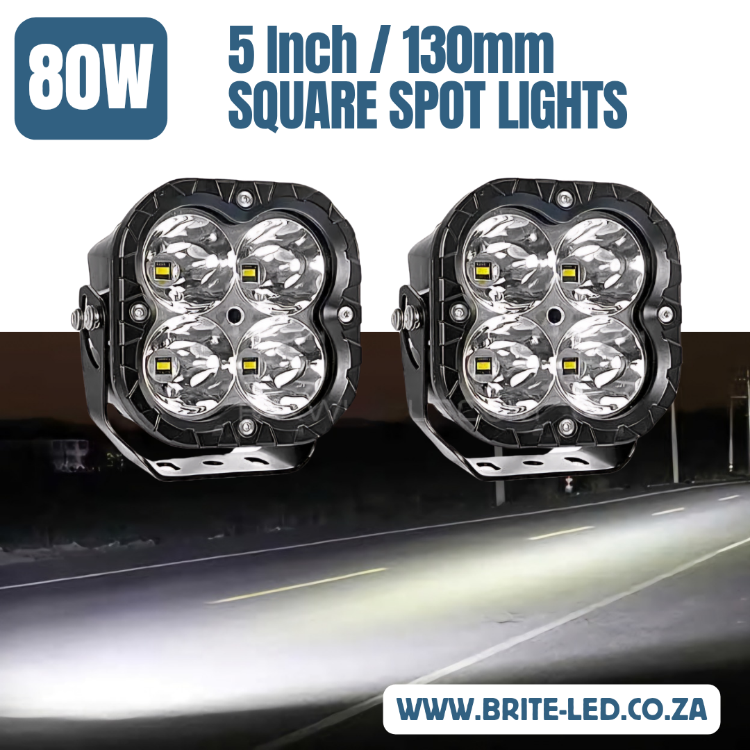 80W 5" LED Spot Lights (Pair) — High Power Spot Beam | Brite-LED