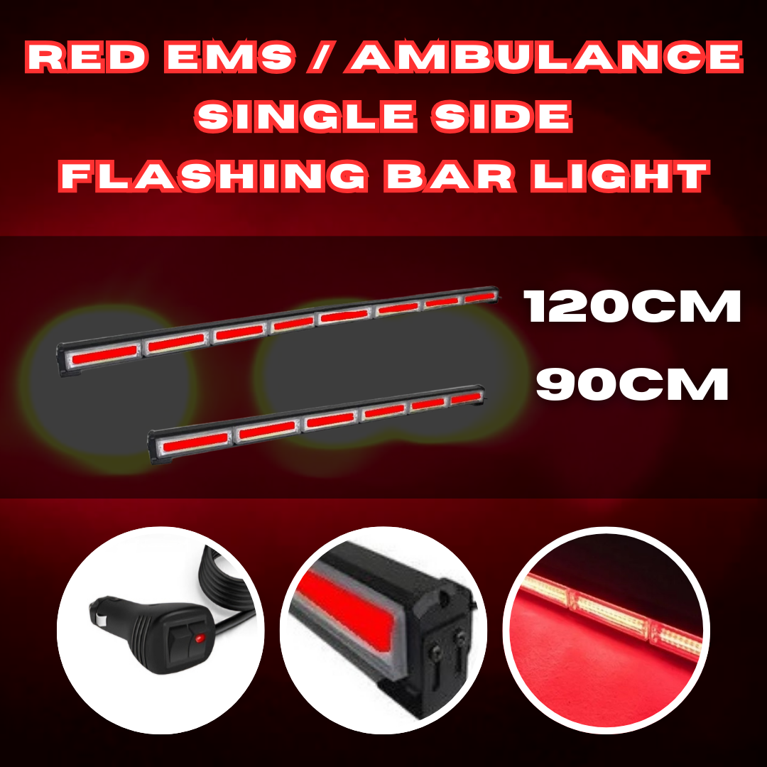 RED Single Side Dash / Rear Deck Flashing Strobe Bar